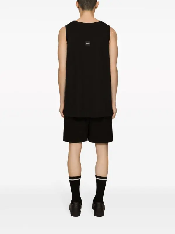Dolce & Gabbana Logo-print Sleeveless Cotton T-shirt - Black