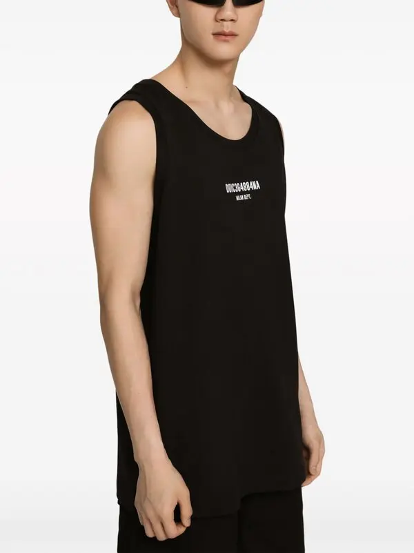 Dolce & Gabbana Logo-print Sleeveless Cotton T-shirt - Black