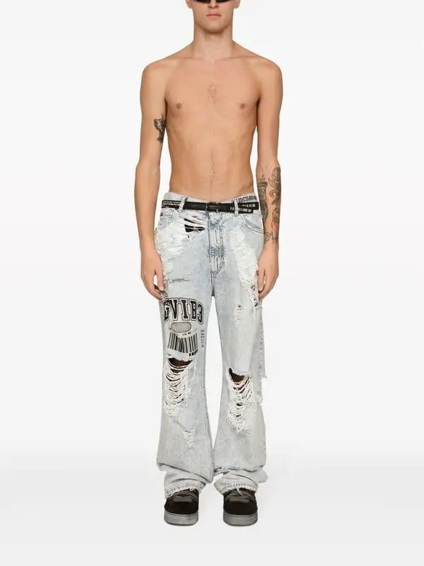 Dolce & Gabbana Distressed Wide-leg Jeans