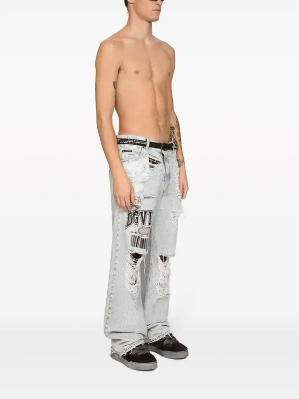 Dolce & Gabbana Distressed Wide-leg Jeans