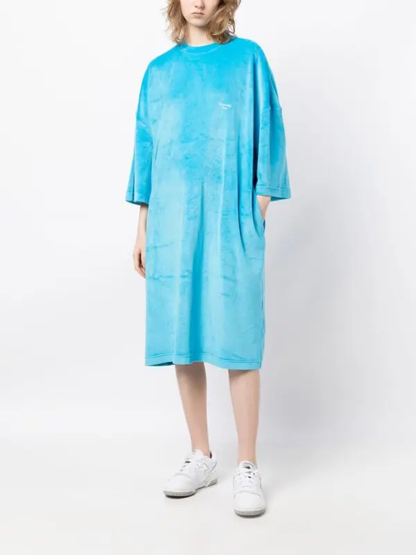 TEAM WANG DESIGN Sparkles Velvet Shirtdress - Blue