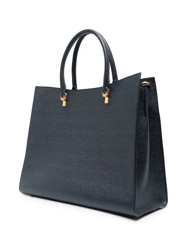 Thom Browne Pebbled-leather Duet Tote - Blue