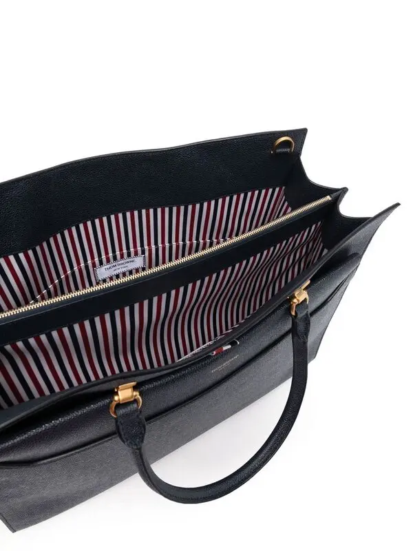 Thom Browne Pebbled-leather Duet Tote - Blue