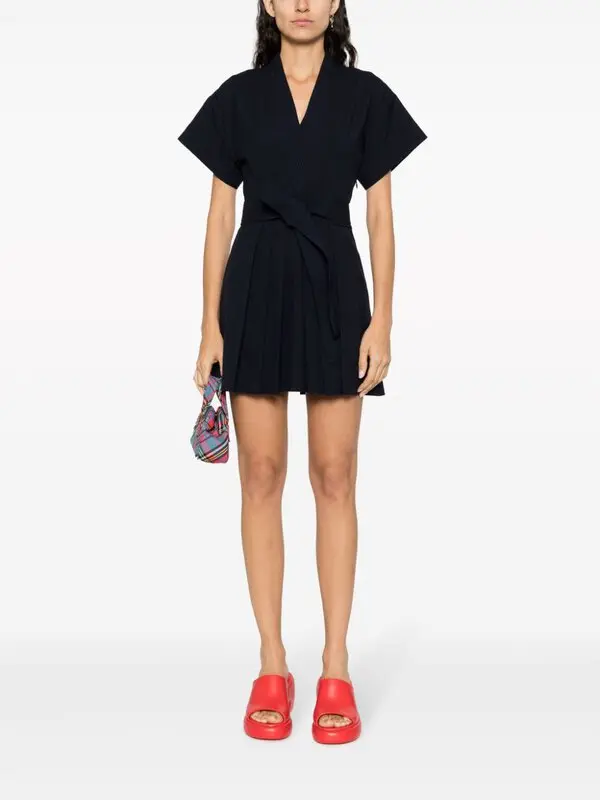 Kenzo Pleated Wrap Mini Dress
