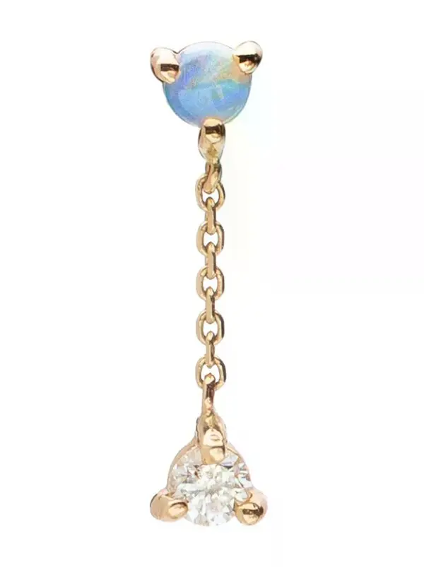 WWAKE 14kt Recycled Yellow Opal And Diamond Drop Earring - Gold