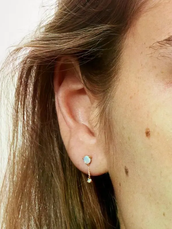 WWAKE 14kt Recycled Yellow Opal And Diamond Drop Earring