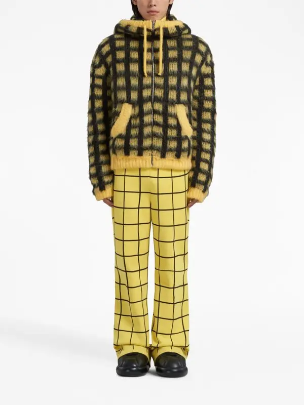 Marni Checked Mohair-blend Cardigan