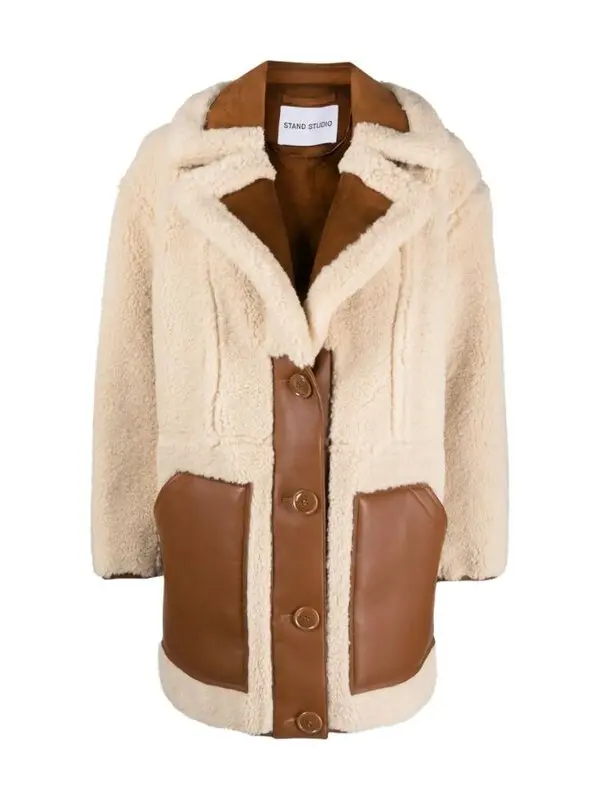 STAND STUDIO Single-breasted Faux Shearling Coat