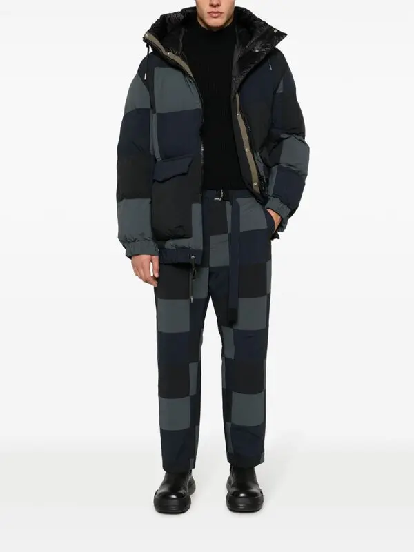 Sacai Checkerboard-print Cotton Chino Trousers