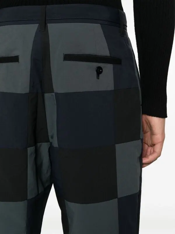 Sacai Checkerboard-print Cotton Chino Trousers