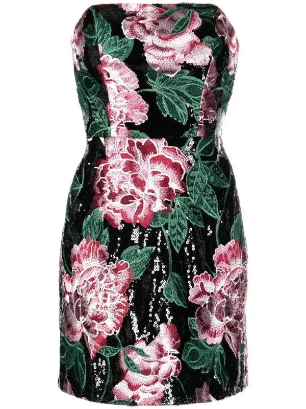 Marchesa Sequin-embellished Strapless Minidress - Black