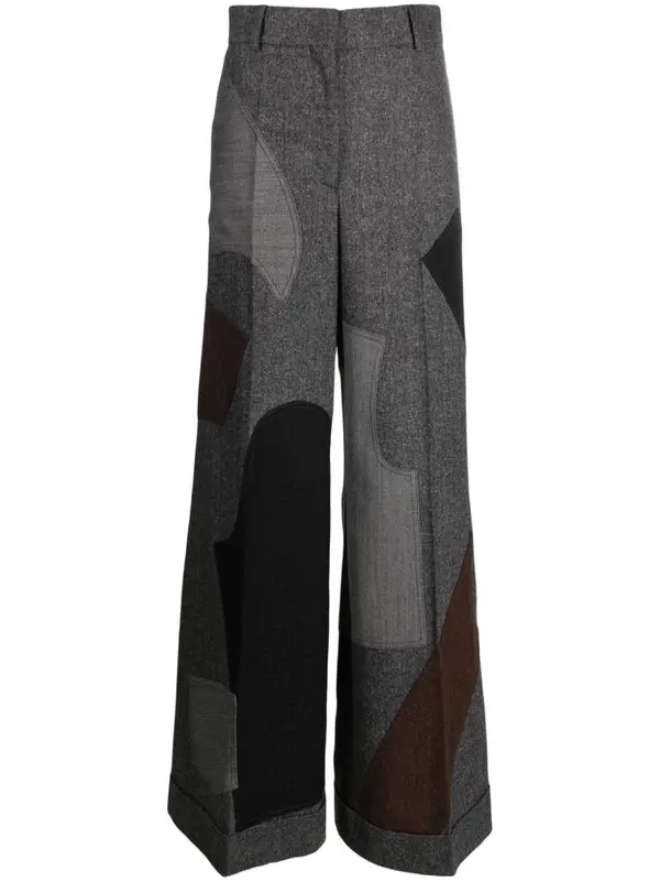 Moschino Patchwork-design Palazzo Trousers - Grey