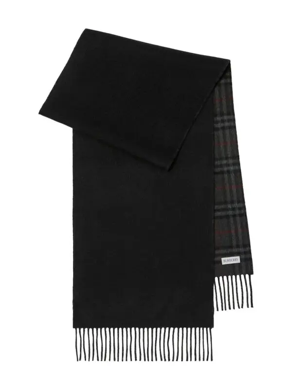 Burberry Checked Reversible Cashmere Scarf - Black