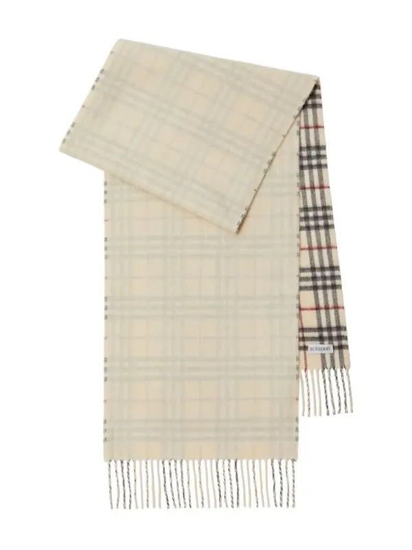 Burberry Checked Reversible Cashmere Scarf - Neutrals
