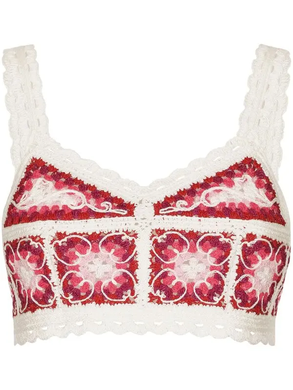 Dolce & Gabbana Crochet-knit Panelled Cropped Top