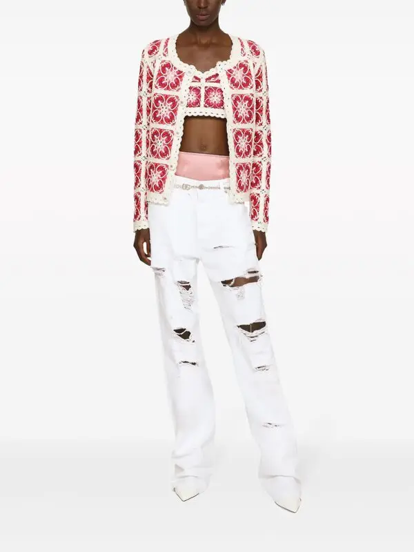 Dolce & Gabbana Crochet-knit Panelled Cropped Top