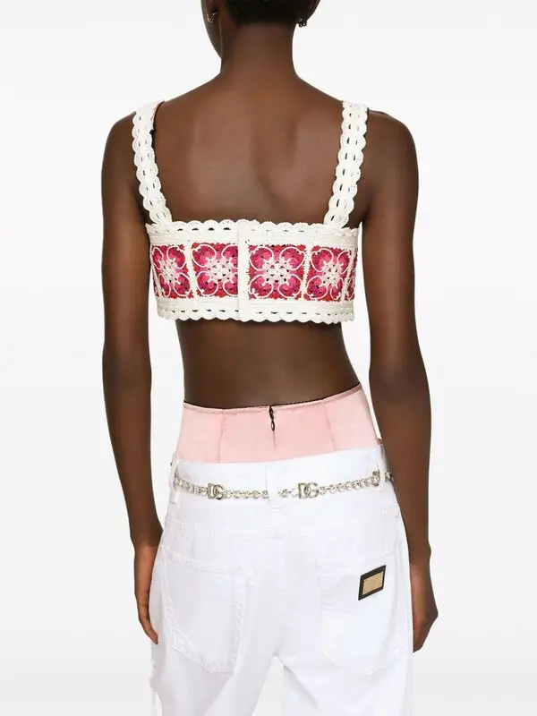 Dolce & Gabbana Crochet-knit Panelled Cropped Top
