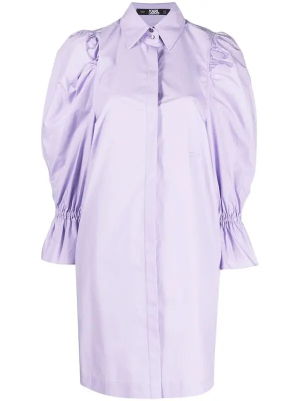 Karl Lagerfeld Puff-sleeve Shirt Dress - Purple