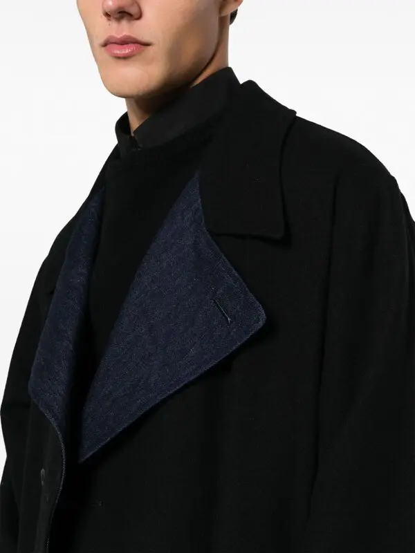 Yohji Yamamoto Felted Notched-lapel Trench Coat