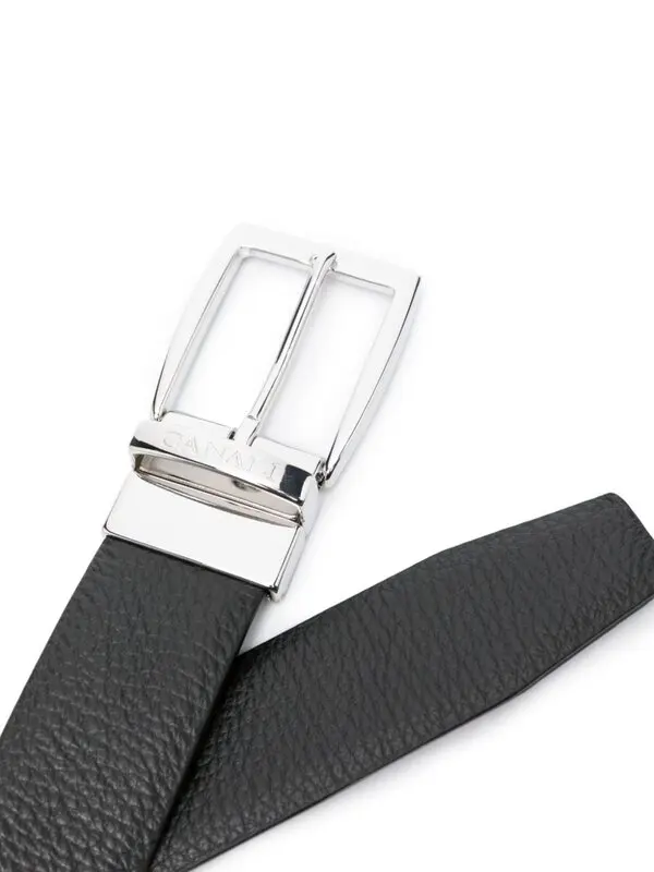 Canali Logo-engraved Pebbled Leather Belt