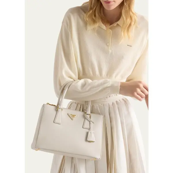 Prada Sfumato Galleria Medium Top-handle Bag - Talco
