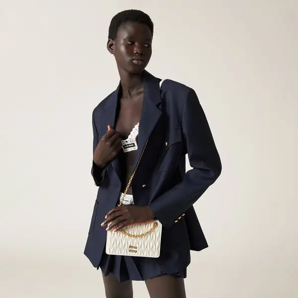 Miu Miu Matelassé Nappa Leather Mini-Bag - White | Editorialist