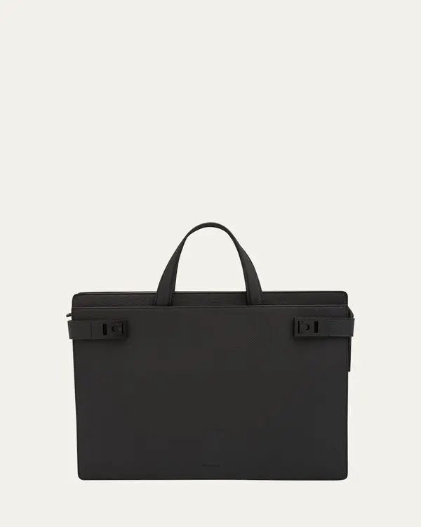 FERRAGAMO Medium Leather Briefcase - Nero