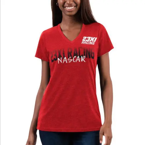 G-III 4HER BY CARL BANKS 23xi Racing Snap V-neck T-shirt - Red
