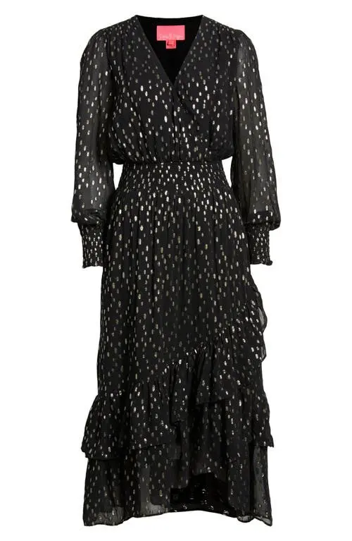 Lilly Pulitzer® Cristiana Dot Fil Coupé Long Sleeve Midi Dress