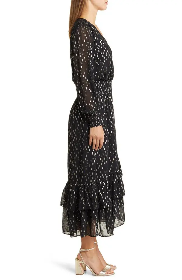 Lilly Pulitzer® Cristiana Dot Fil Coupé Long Sleeve Midi Dress