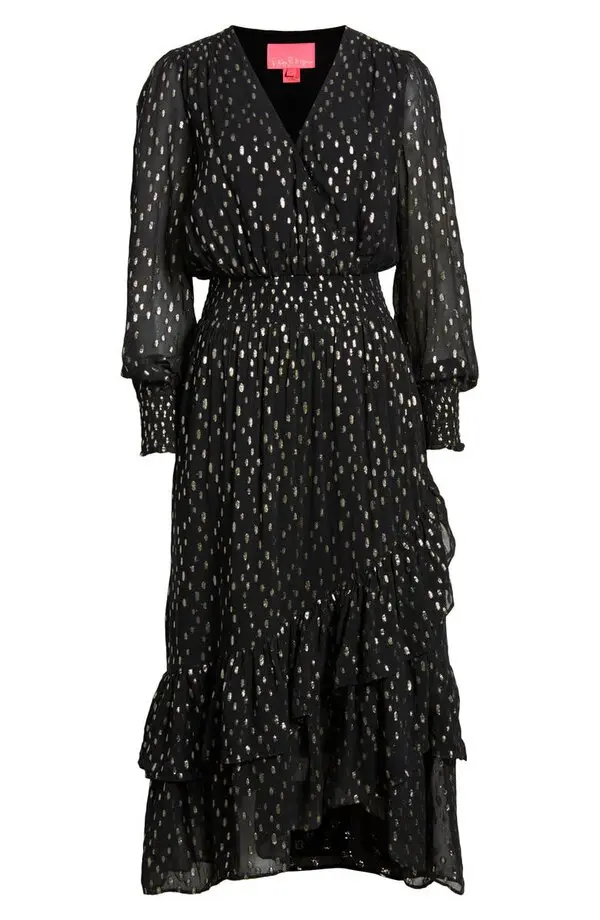 Lilly Pulitzer® Cristiana Dot Fil Coupé Long Sleeve Midi Dress