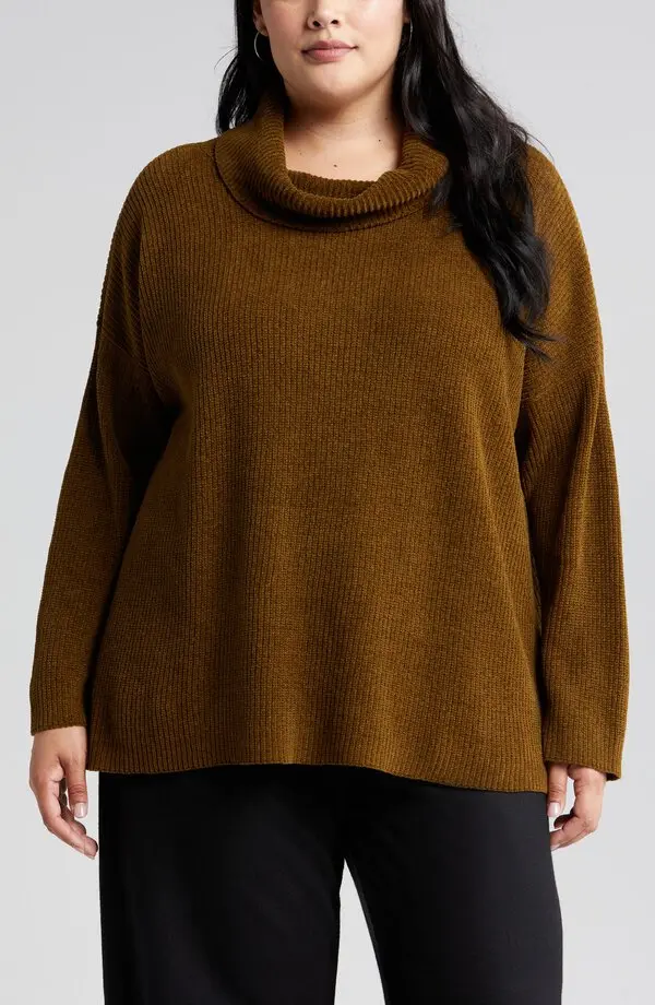 Eileen Fisher Cowl Neck Organic Cotton Sweater