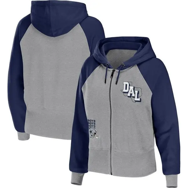 WEAR BY ERIN ANDREWS Dallas Cowboys Colorblock Full-zip Hoodie - Gray