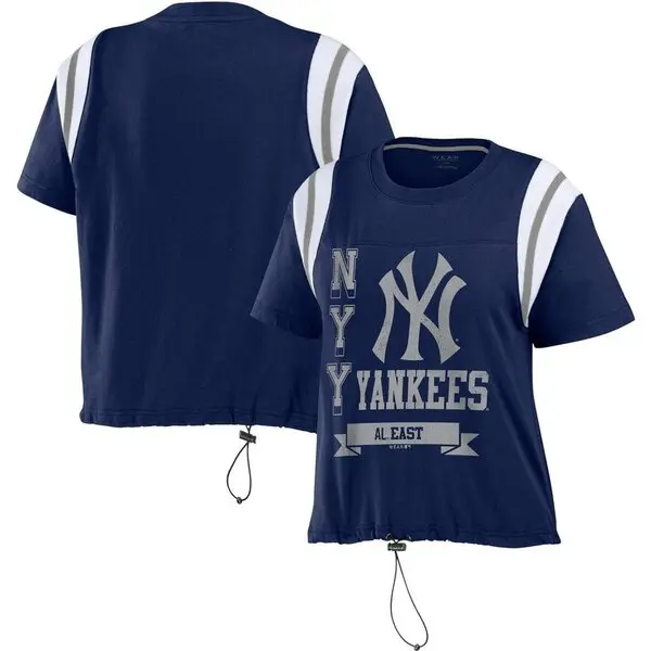 WEAR BY ERIN ANDREWS New York Yankees Cinched Colorblock T-shirt - Navy