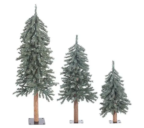 VICKERMAN Natural Bark Alpine Artificial Christ Mas Tree Set - One-color