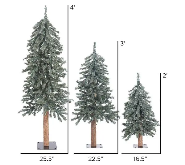 VICKERMAN Natural Bark Alpine Artificial Christ Mas Tree Set