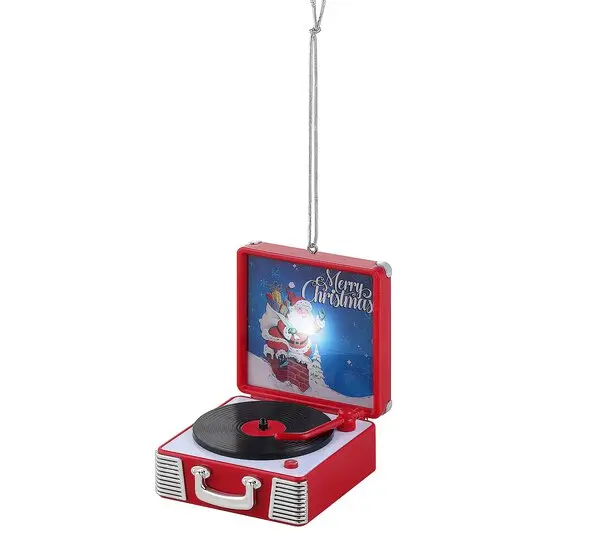 MR. CHRISTMAS 3.8' Retro Vinyl Record Player Or Ament - One-color