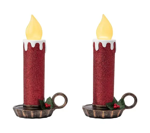 MR. CHRISTMAS 10' Set Of 2 Led Resin Candles Ed - One-color
