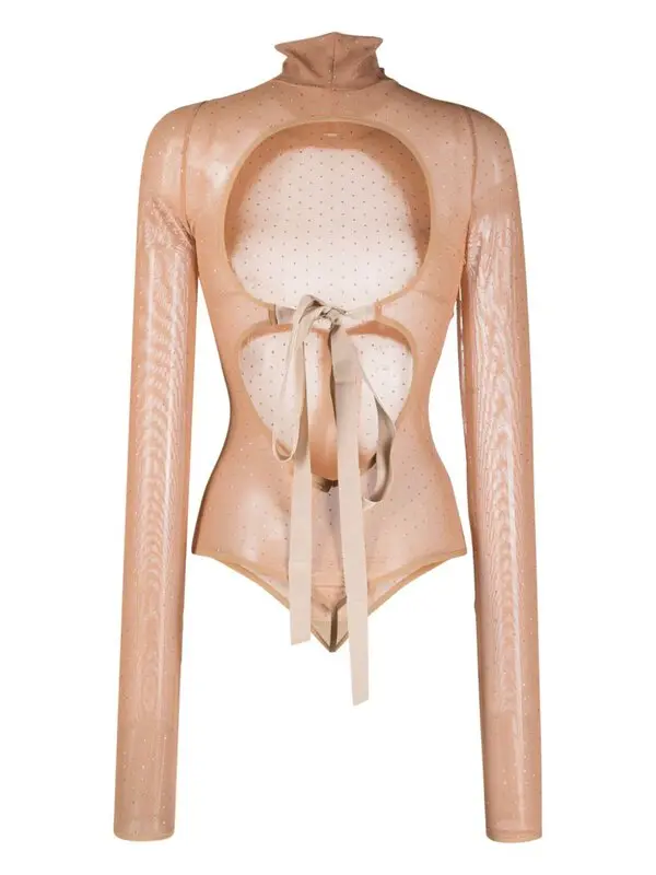 NENSI DOJAKA Crystal-embellished Mesh Bodysuit
