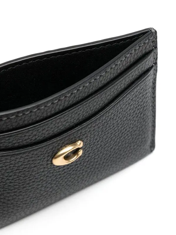 COACH Logo-plaque Leather Cardholder - Black