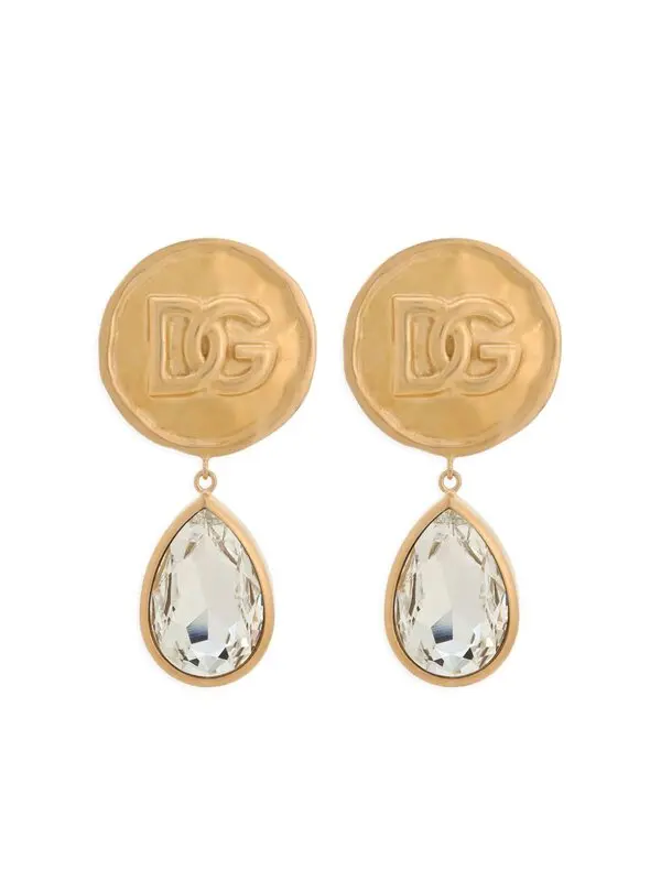 Dolce & Gabbana Logo-engraved Drop Earrings - Gold