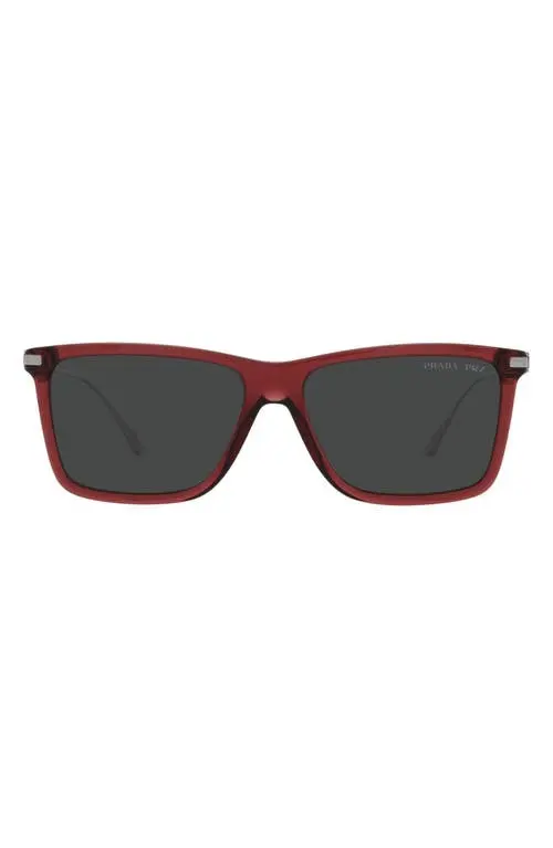 Prada 58mm Polarized Rectangular Sunglasses