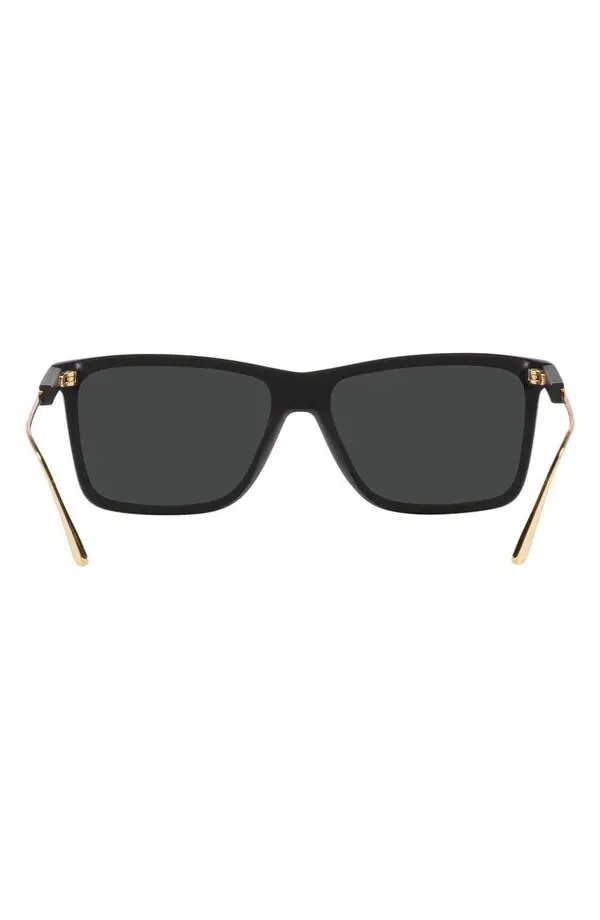Prada 58mm Polarized Rectangular Sunglasses - Matte Black