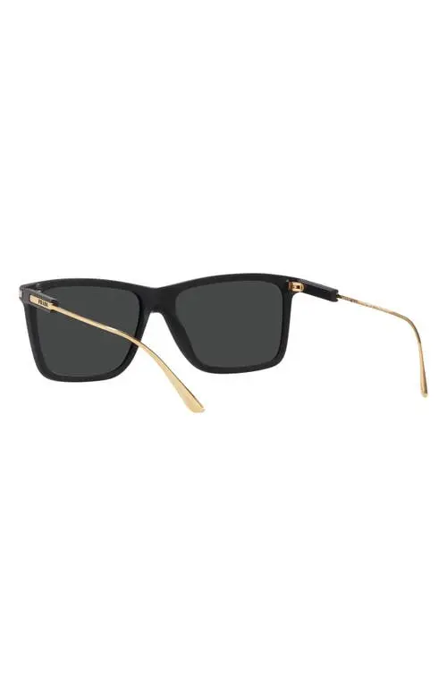 Prada 58mm Polarized Rectangular Sunglasses - Matte Black