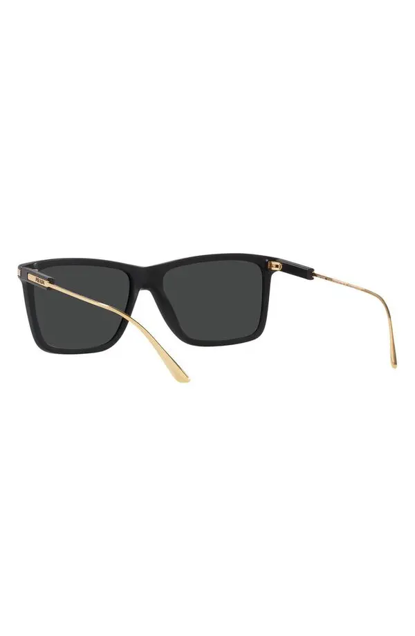 Prada 58mm Polarized Rectangular Sunglasses - Matte Black