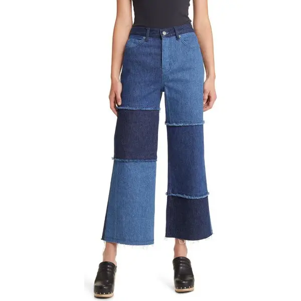 Rails Getty Patchwork High Waist Crop Wide Leg Jeans