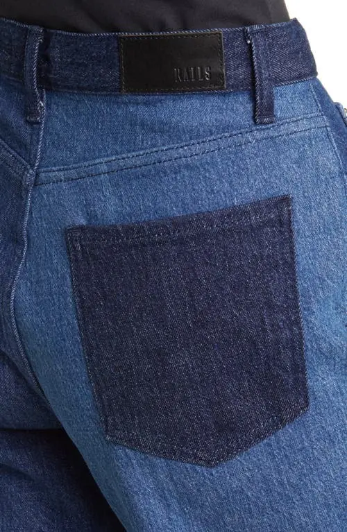 Rails Getty Patchwork High Waist Crop Wide Leg Jeans