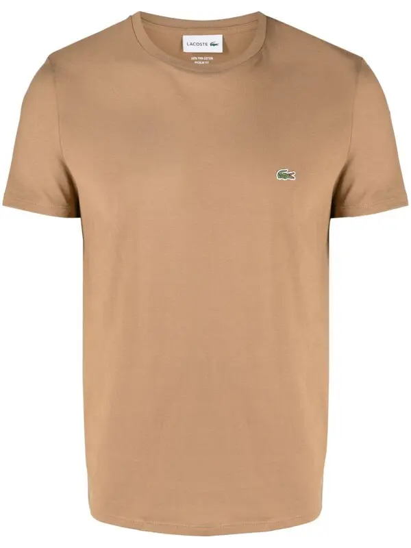 Lacoste Logo-embroidered Cotton T-shirt - Brown