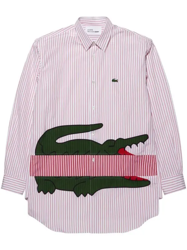 Comme Des Garçons Crocodile-print Pinstriped Shirt - Red