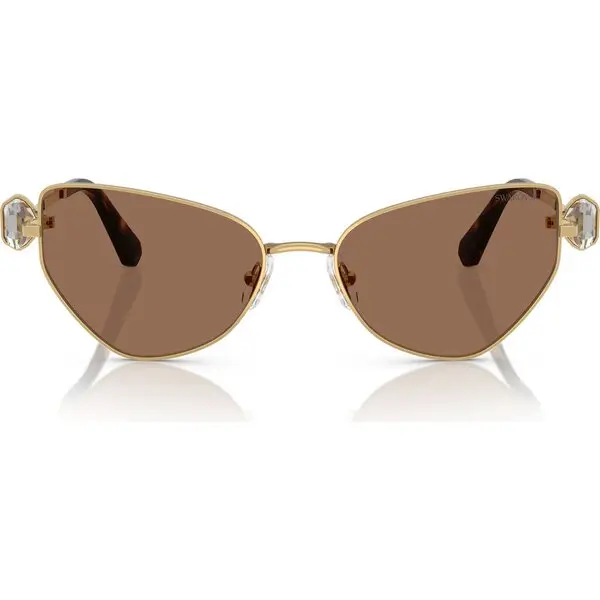 SWAROVSKI 57mm Irregular Sunglasses - Gold Brown
